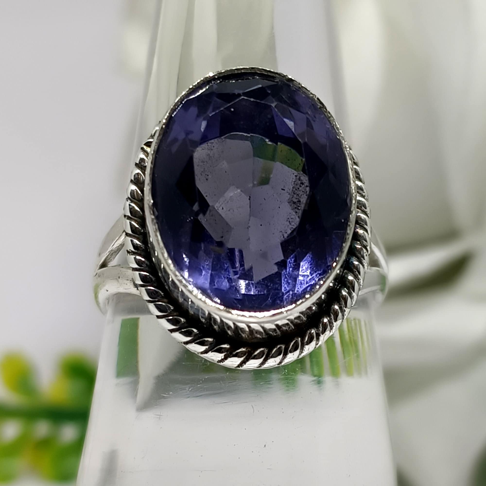 Natural Iolite Gemstone Ring-sterling Silver Ring-birthstone Ring-oval ...