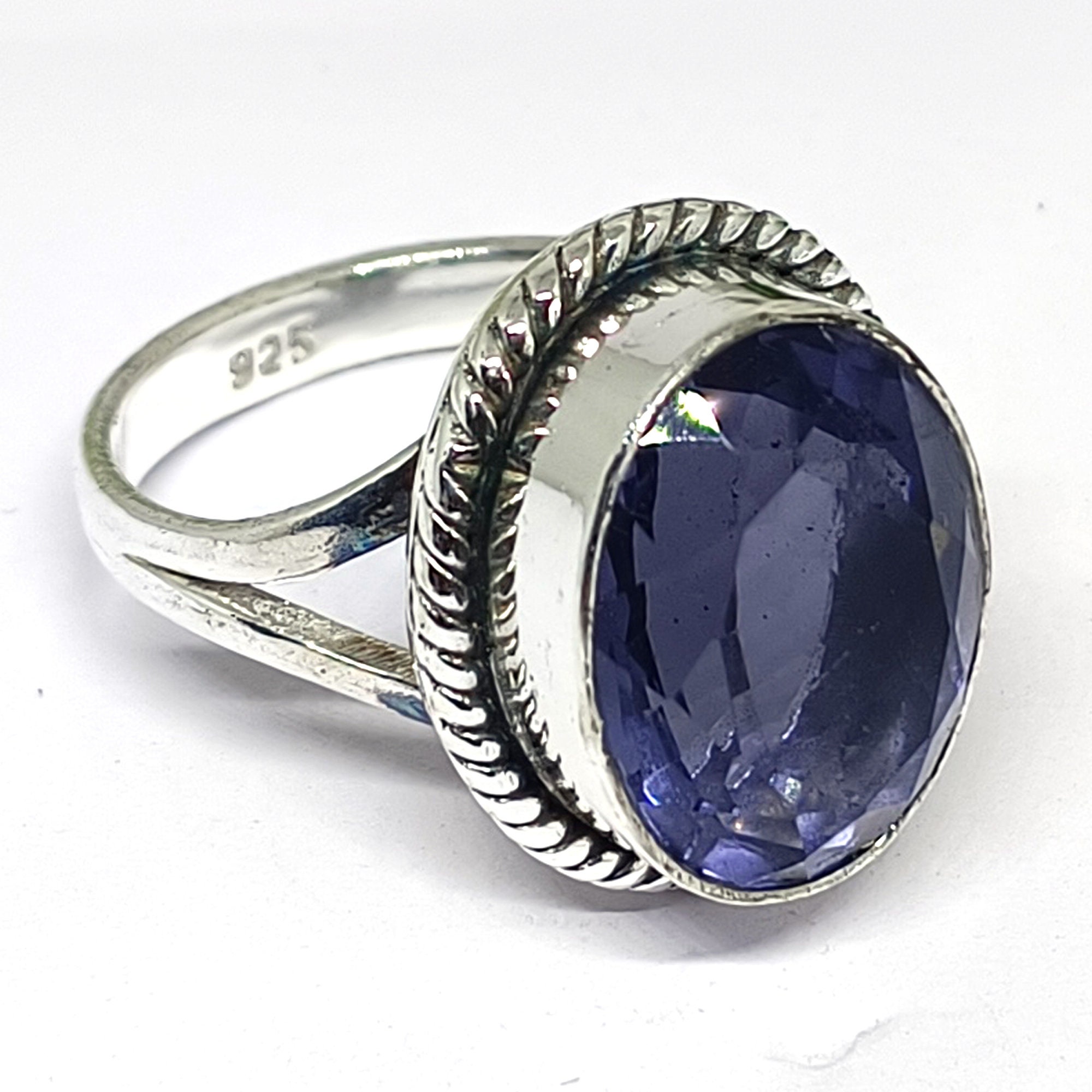 Natural Iolite Gemstone Ring-sterling Silver Ring-birthstone Ring-oval ...