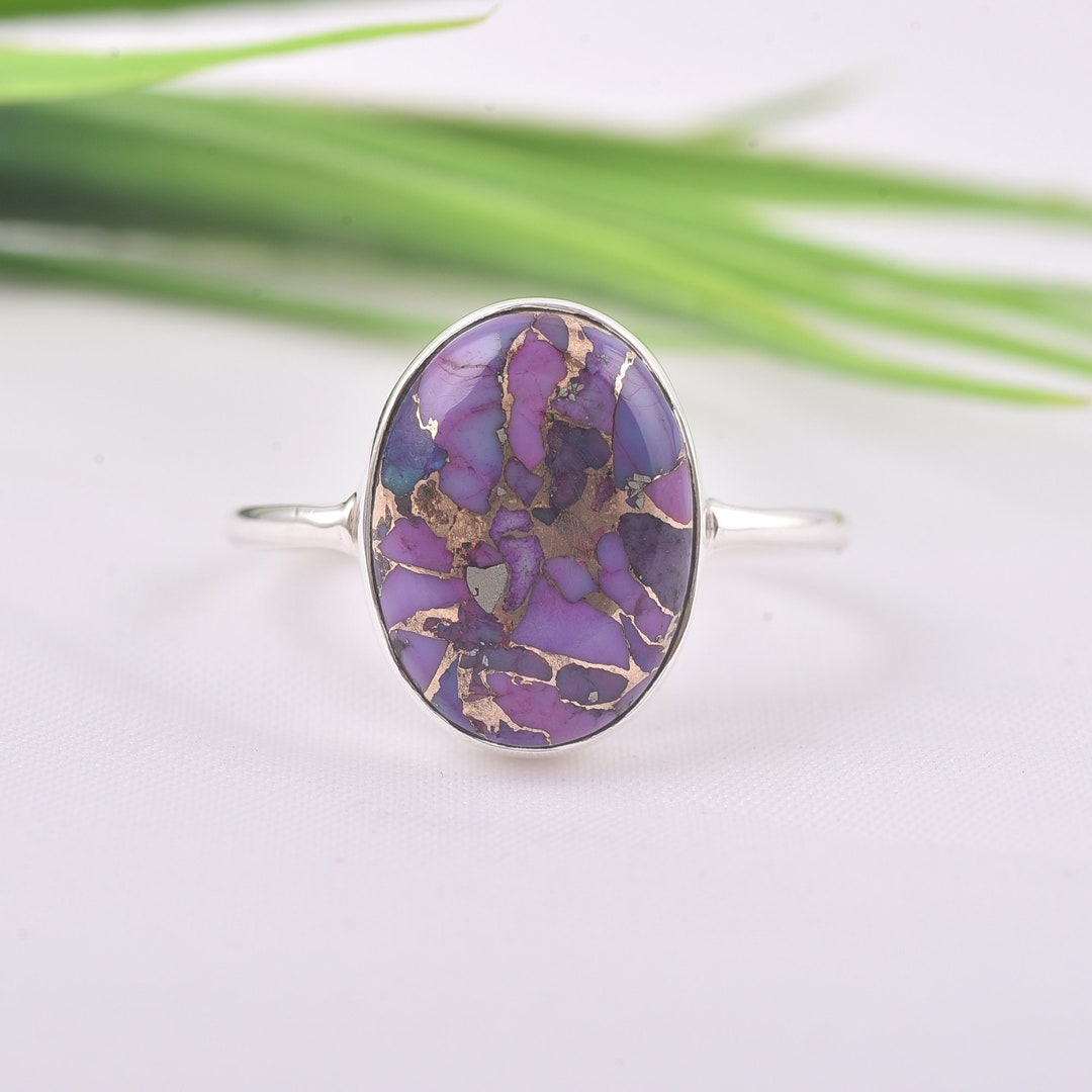 Purple Copper Turquoise Ring Purple Turquoise Ring, Purple Ring ...