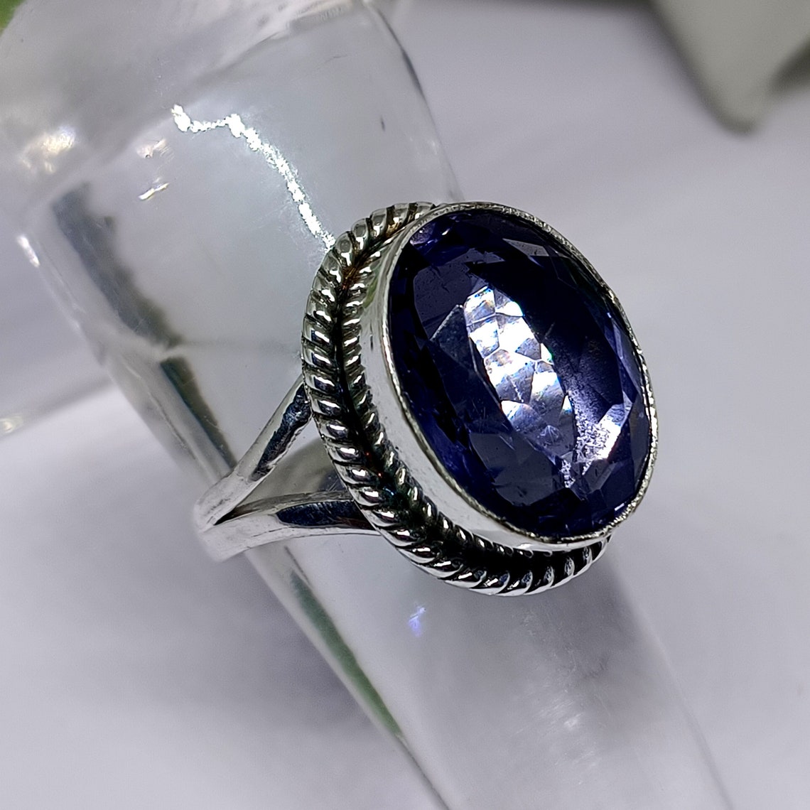 Natural Iolite Gemstone Ring-sterling Silver Ring-birthstone Ring-oval ...
