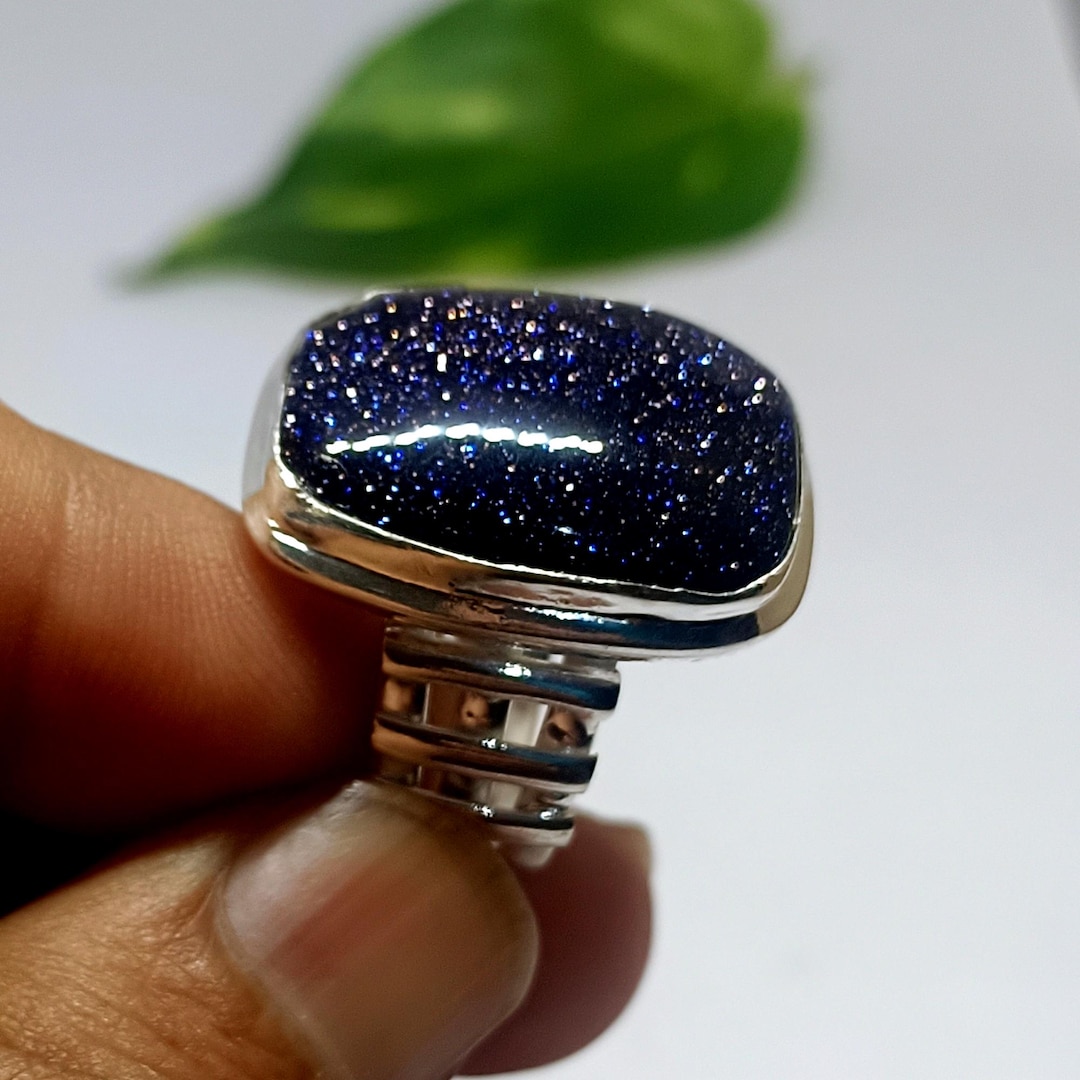 Natural Blue Sun Sitara Ring, 925 Sterling Silver, Healing Gemstone ...