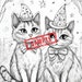 Birthday Cat Coloring Pages, 80 Printable PDF Pictures of Cute Cats ...