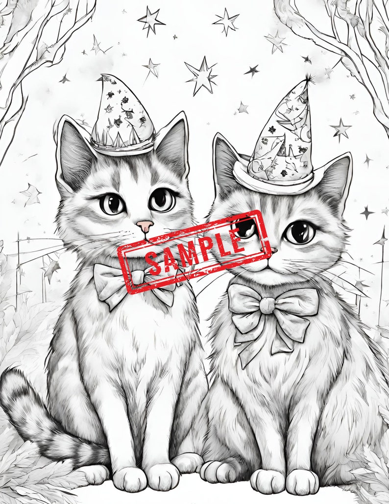 Birthday Cat Coloring Pages, 80+ Printable PDF Pictures of Cute Cats ...