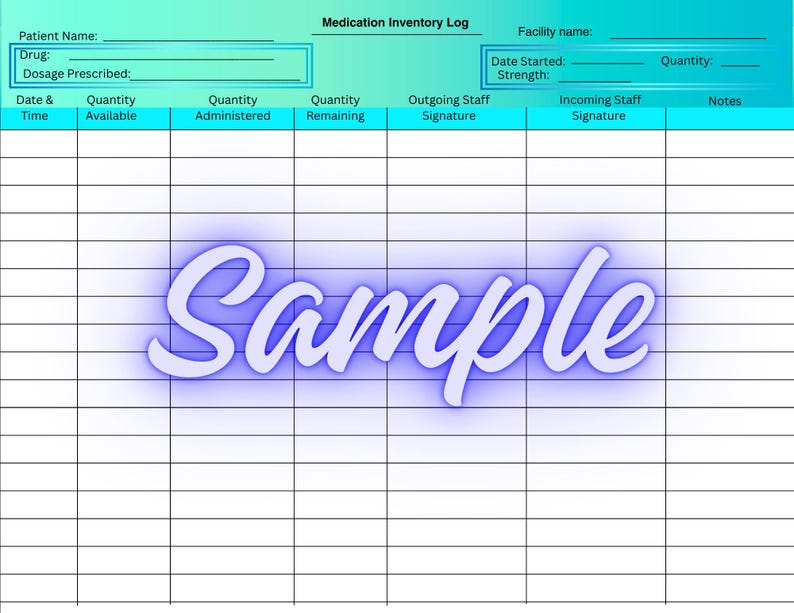 Narcotic Medication Count Tracker, Discrepancy Log (instant PDF ...