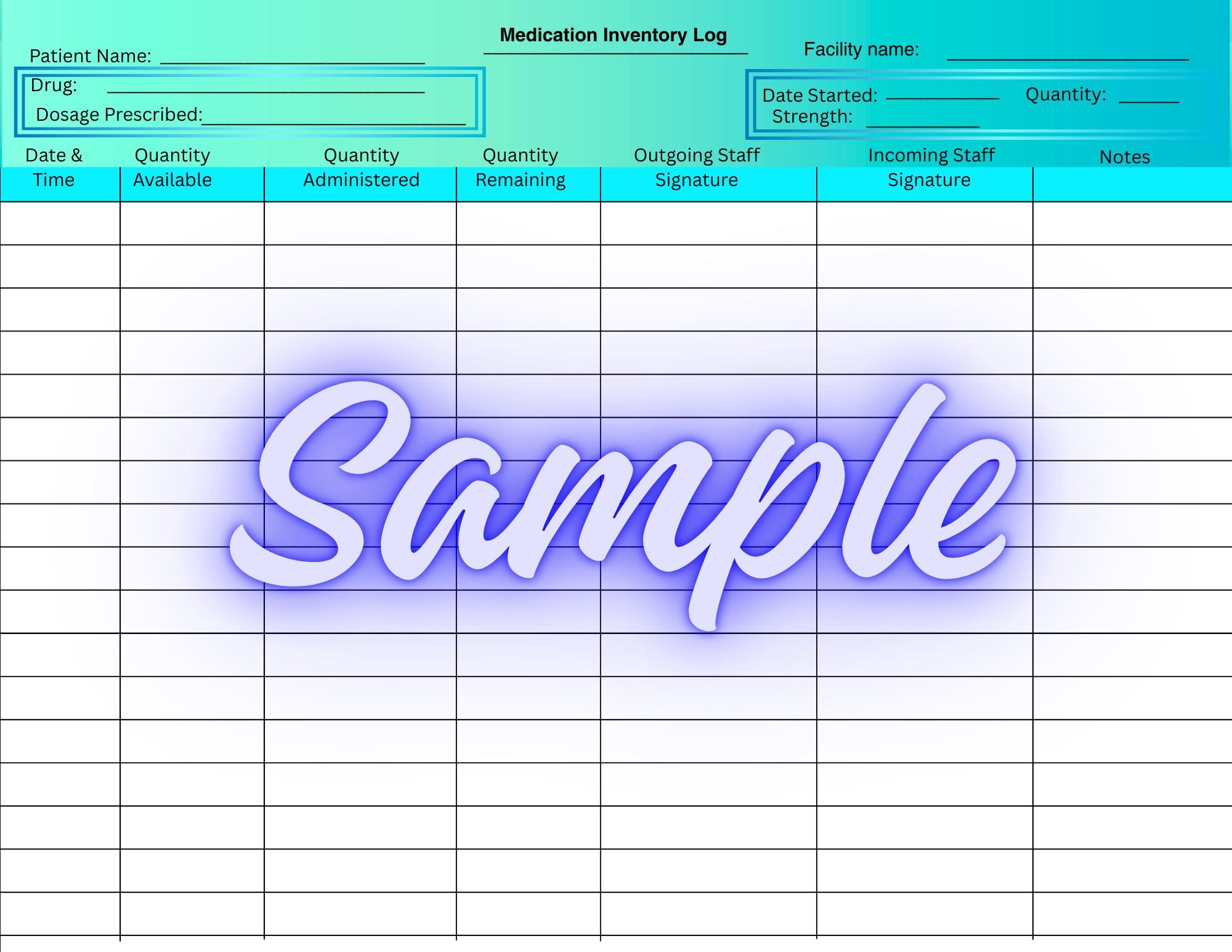 Narcotic Medication Count Tracker, Discrepancy Log (instant PDF ...