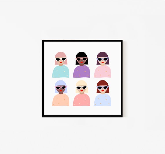 Cool Girl Print Cute Girl Art Feminine Art Colorful Art | Etsy