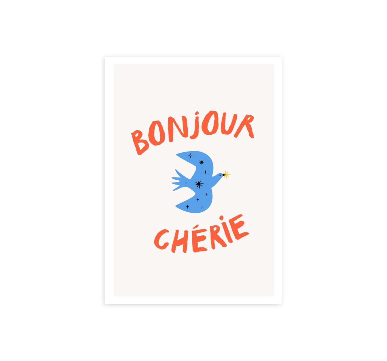 Bonjour Chérie Print | French Art Print, French Sayings, Bird Wall Art ...