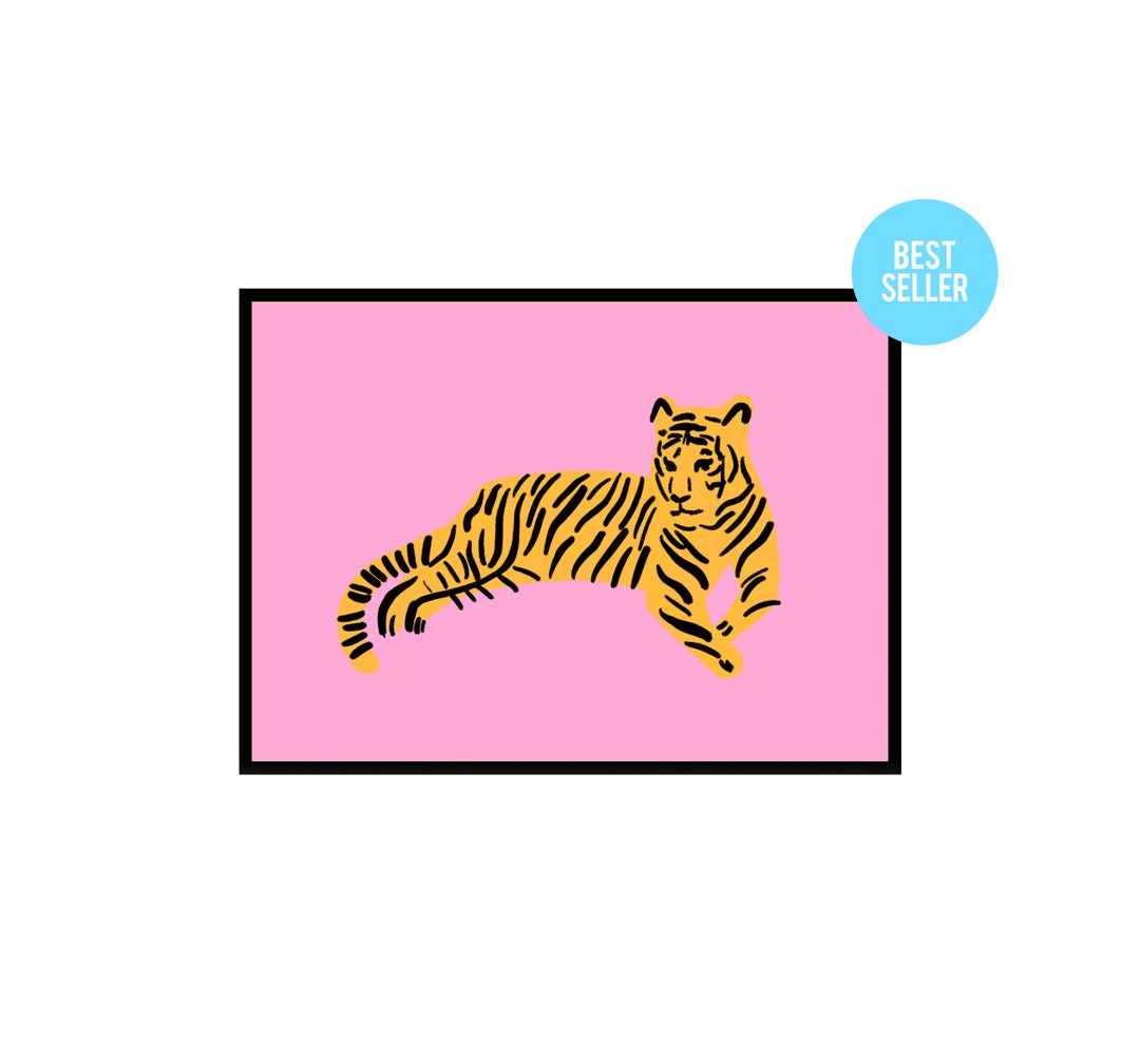 Tiger Art Print - Pink Tiger Illustration, Vibrant Big Cat Print ...