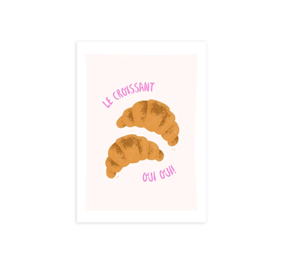 Le Croissant Print | Food Art, Bakery Art, Croissant Art, French Art ...