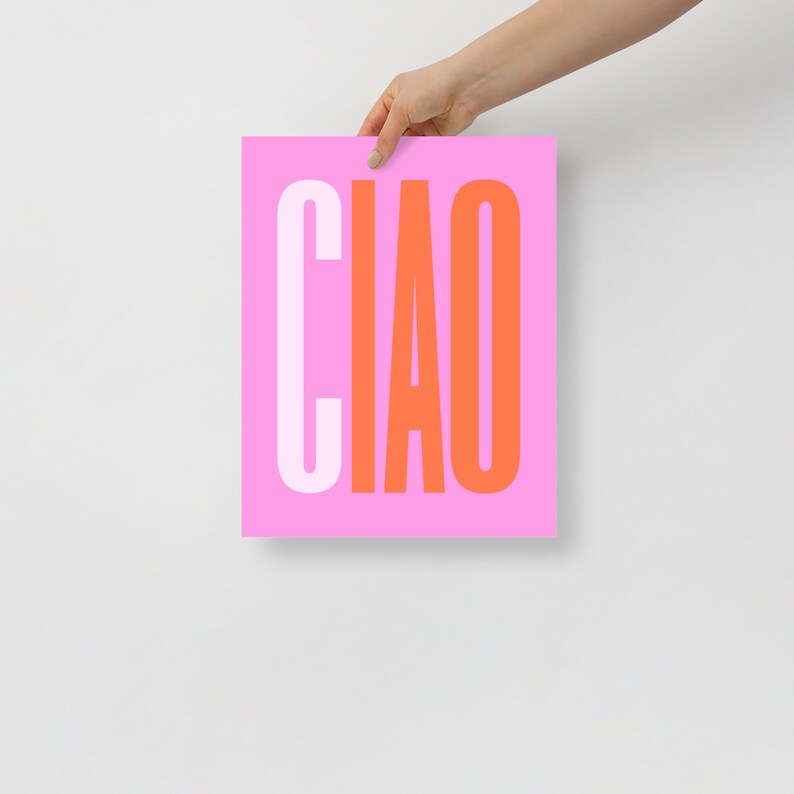 Ciao Print 1 Print Pink & Orange Italian Art Quote Art - Etsy