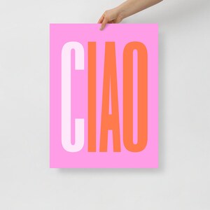 Ciao Print 1 Print Pink & Orange Italian Art Quote Art - Etsy