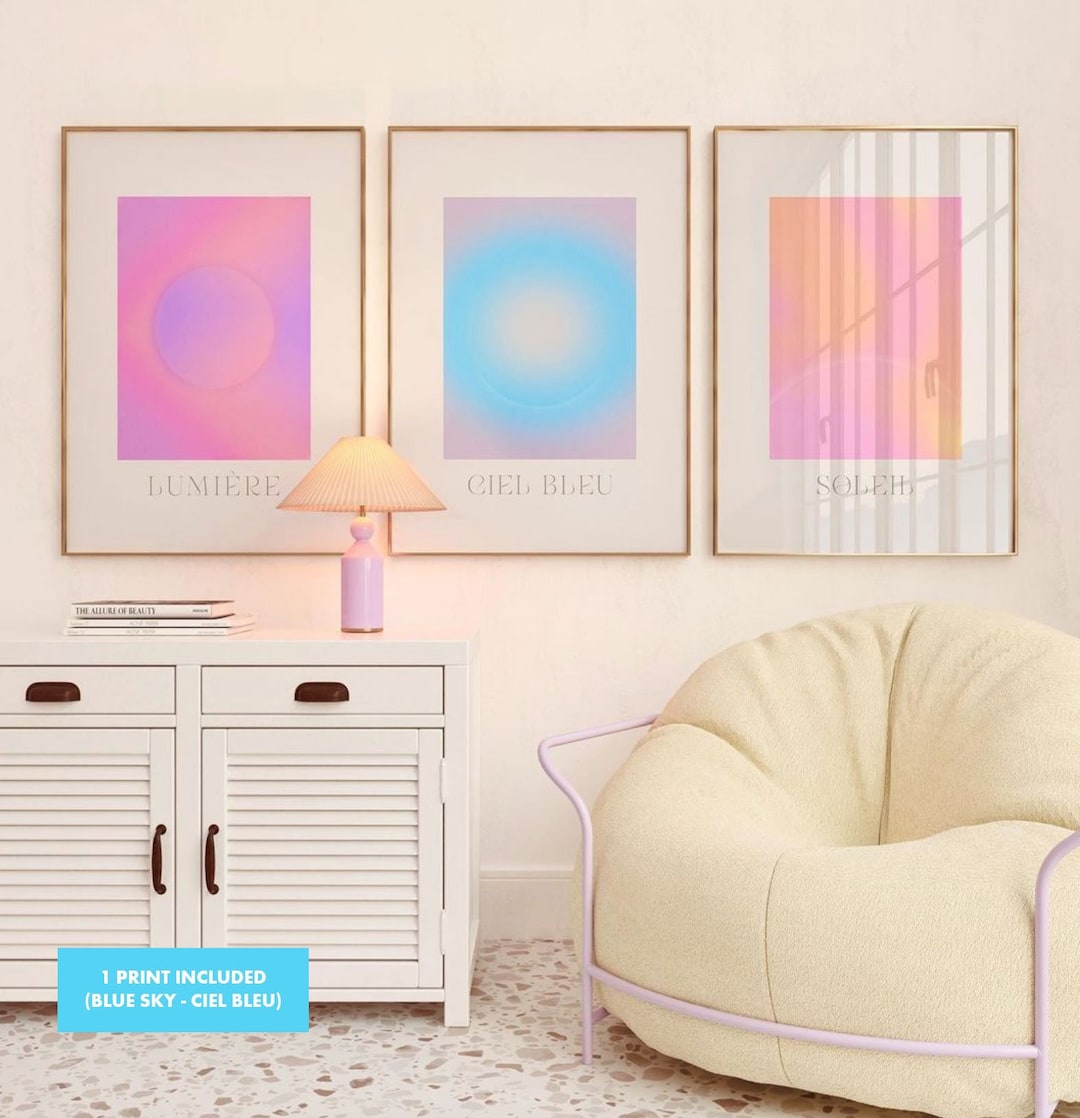 Blue Sky Print Ciel Bleu Grainy Gradient Art Gradient Art - Etsy