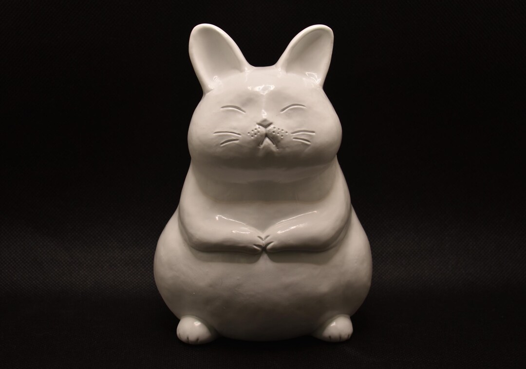 White Zen Rabbit Statue 6″ | Resin Meditation Bunny, Minimalist Desk ...