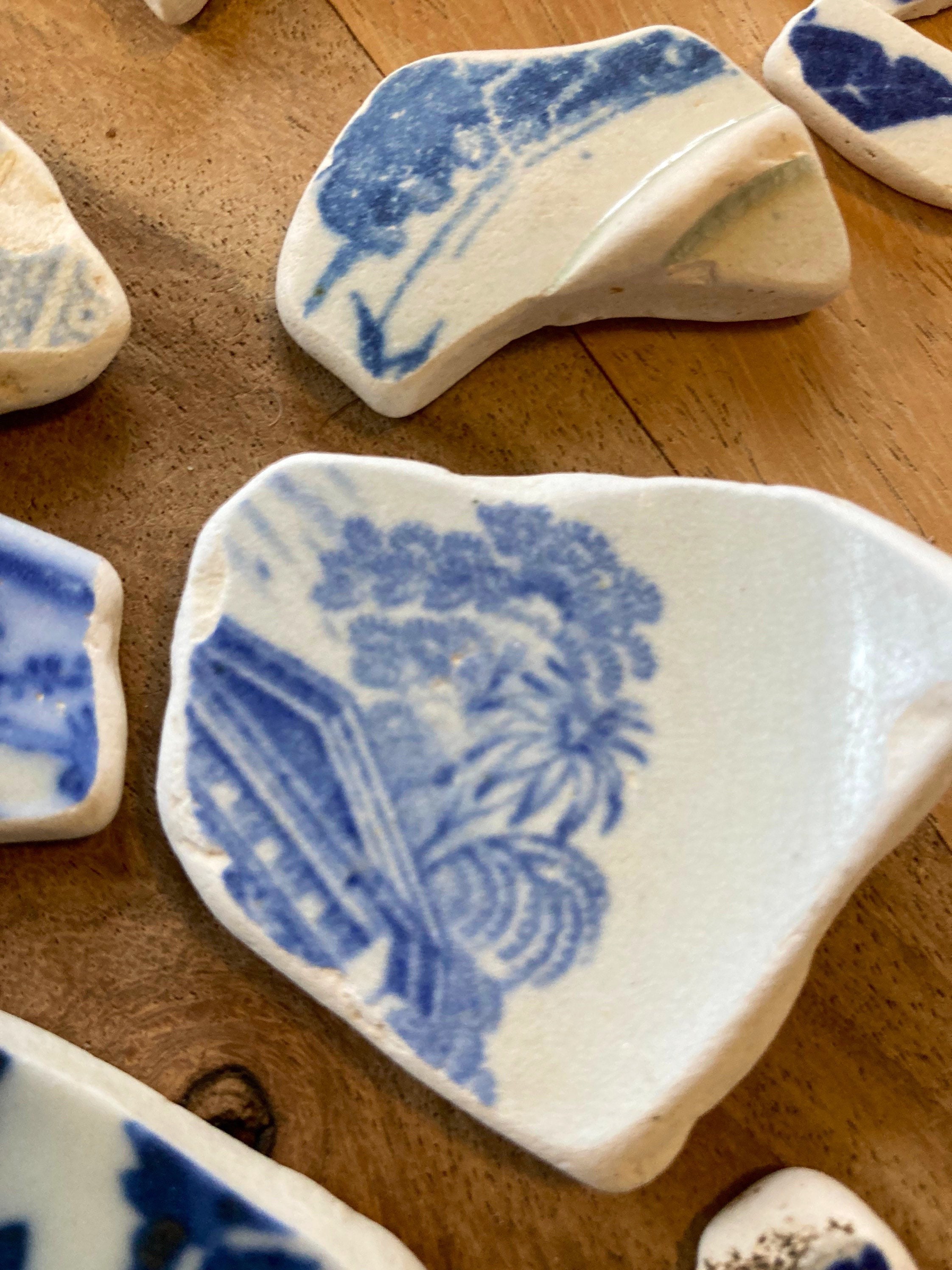 SCOTTISH SEA POTTERY Blue and White 58 Pieces Florals Stripes and ...