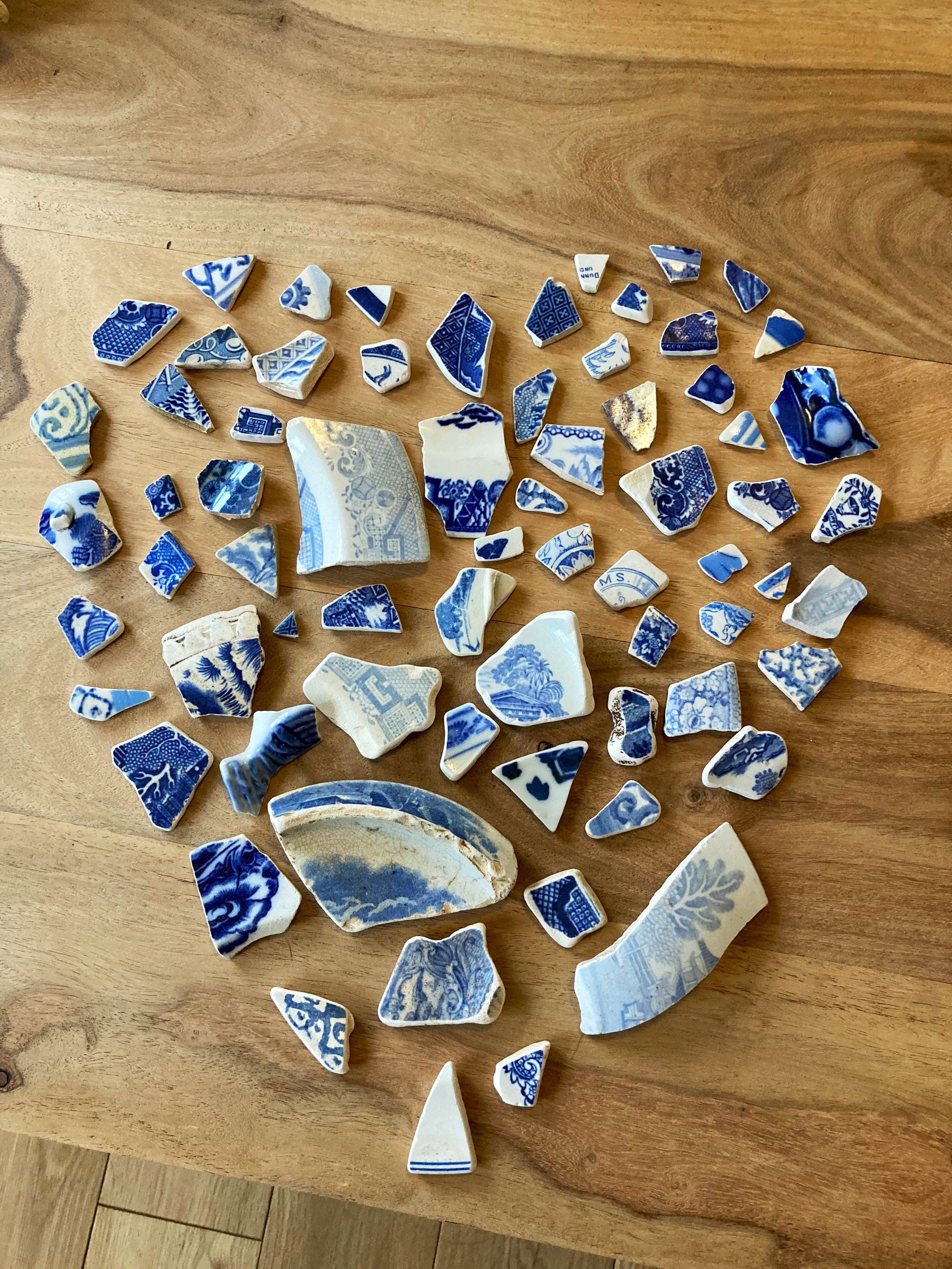 SCOTTISH SEA POTTERY Blue and White 58 Pieces Florals Stripes and ...