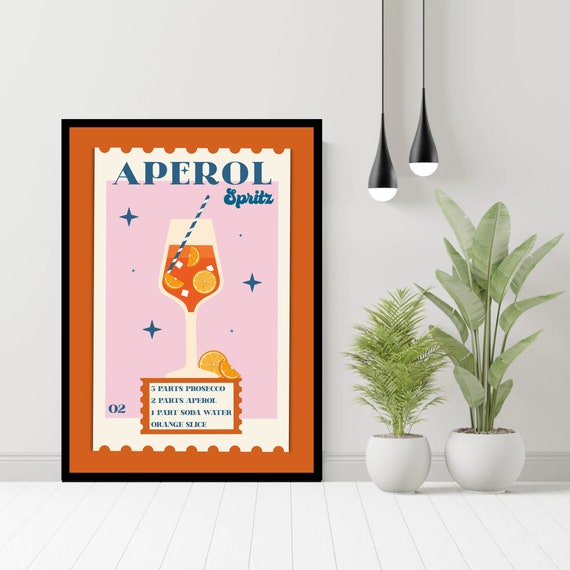 A4 Retro Aperol Spritz Cocktail Poster Print / Bar / Kitchen / - Etsy