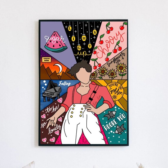 Music & Movie Posters Harry Styles Digital Art Illustration Poster ...