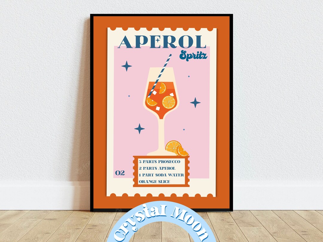 A4 Retro Aperol Spritz Cocktail Poster Print / Bar / Kitchen / Retro ...