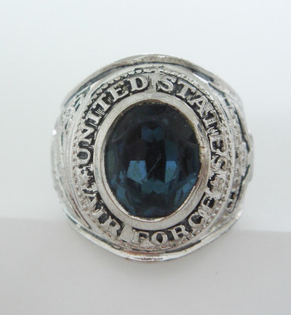 USAF United States Air Force Ring Vintage Blue Stone Solid | Etsy