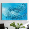 Set of 2 Silver Fish Painting Ocean Wall Art Half Round Painting Teal ...