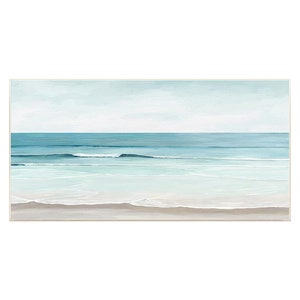 Horizontal Beach Painting Seascape Painting 3D Textured Art Teal Ocean ...