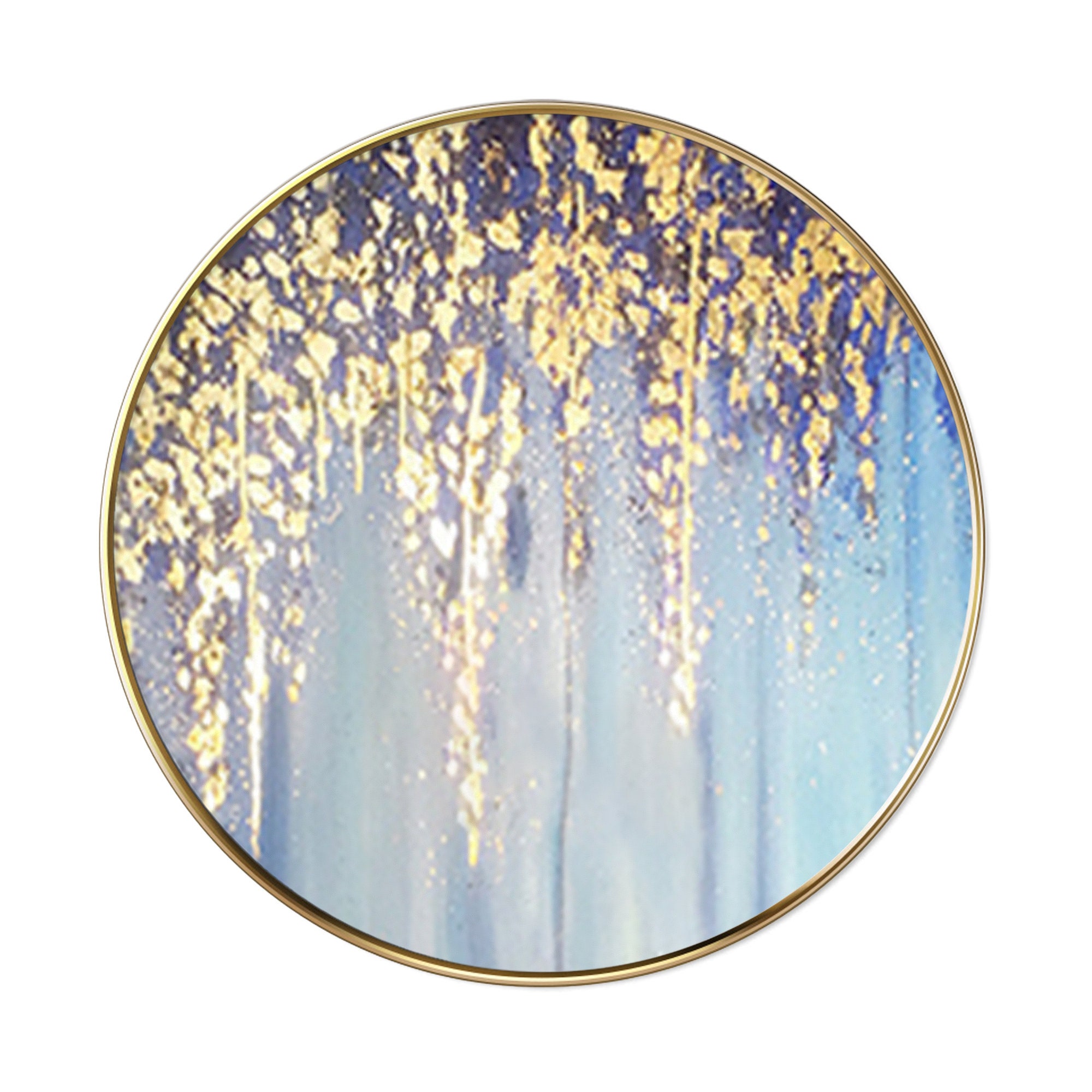 Falling Gold Painting Blue Abstract Wall Art Gold Leaf Round - Etsy