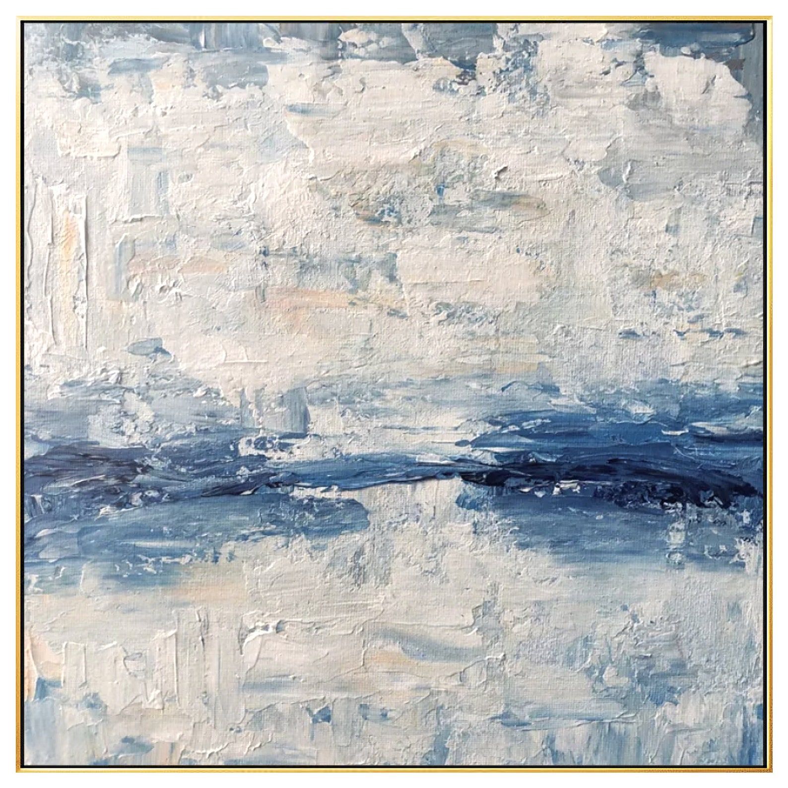 White Blue Abstract Ocean Seascape Painting Textured Art Light Blue ...