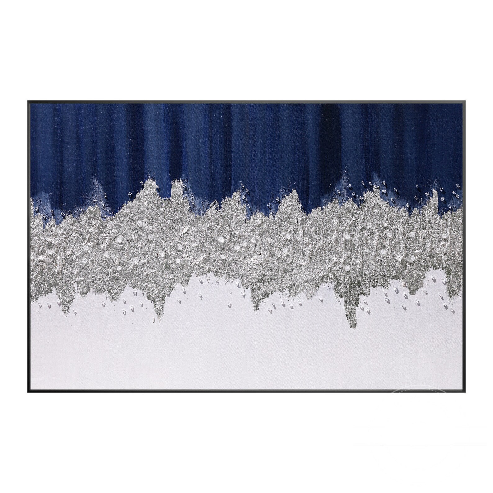 Crystal Navy Blue Abstract Painting Silver Leaf Modern - Etsy