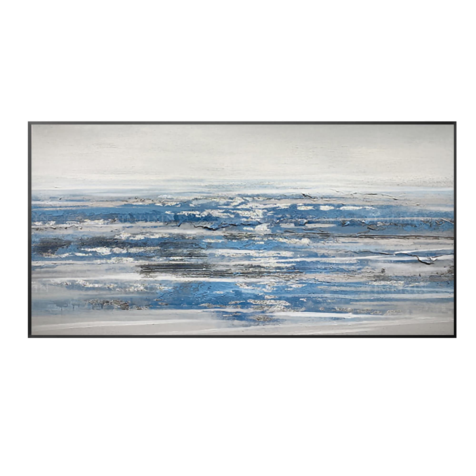 Light Sky Blue Gray Painting Modern Abstract Framed Wall Art Ocean Hand ...