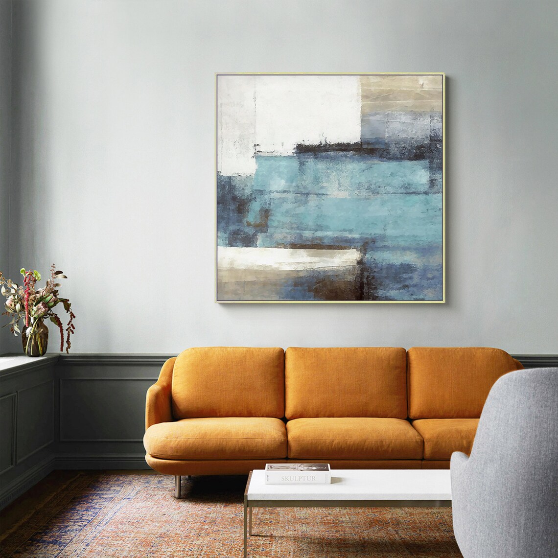 Light Blue Beige Abstract Original Oil Painting Minimalist - Etsy