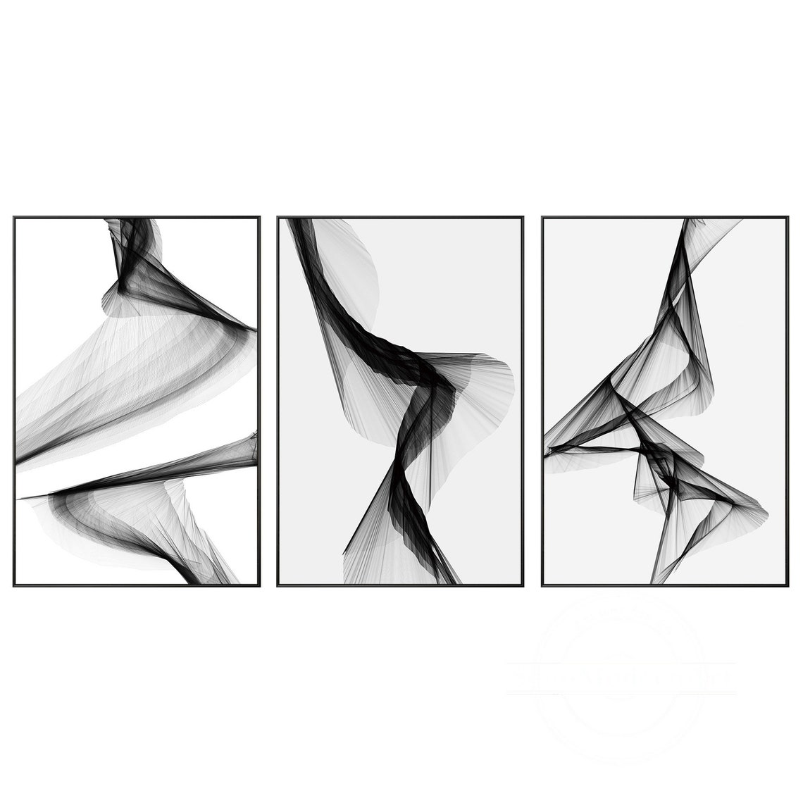 Set of 3 Frame Wall Art Abstract Geometric Black and White | Etsy