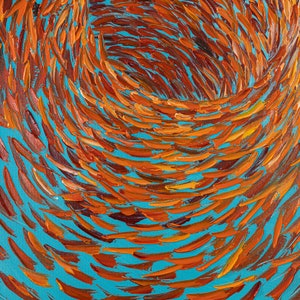 Red Orange Abstract Fish Painting Fish Underwater Teal Ocean School ...