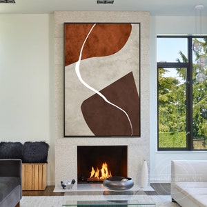 Brown Abstract Wall Art Framed Wall Art Modern Abstract - Etsy
