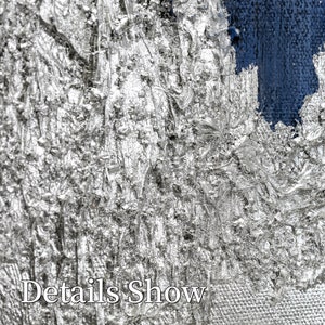 Blue Painting Silver Leaf Textured Abstract Art Original Painting Dark ...