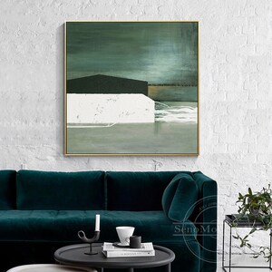 Frame Wall Art Abstract Geometric Emerald Painting Green Black - Etsy