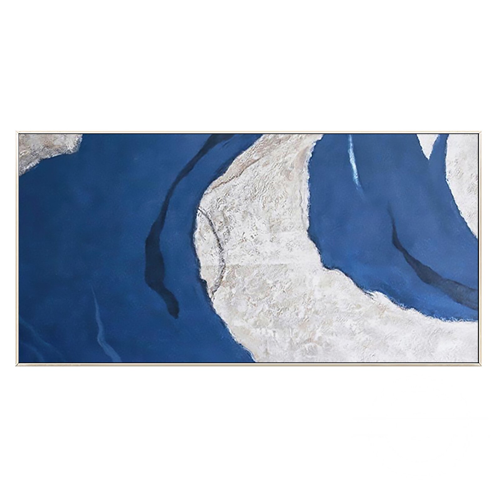 Blue Modern Abstract Art Oil Painting Navy Blue Gray Framed - Etsy