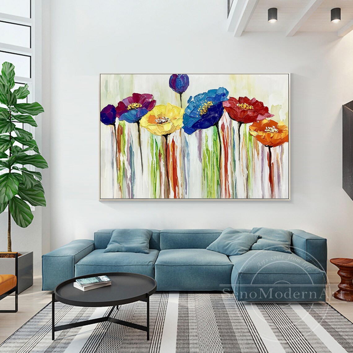 Flower Acrylic Painting Original Frame Wall Art Abstract Red | Etsy