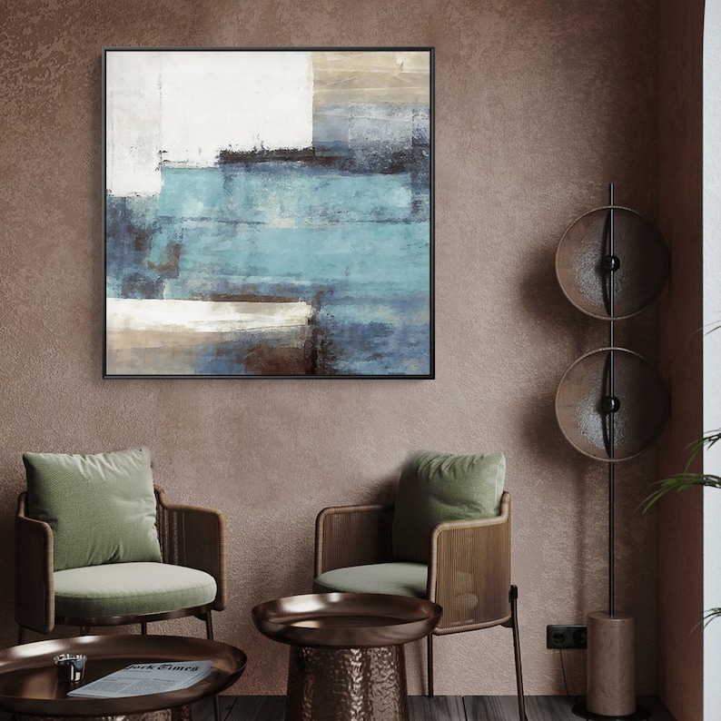 Light Blue Beige Abstract Original Oil Painting Minimalist - Etsy