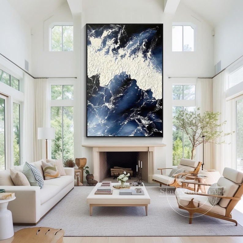 Textured Seascape Painting: 3D Ocean Wave Art, Framed Coastal Wall ...