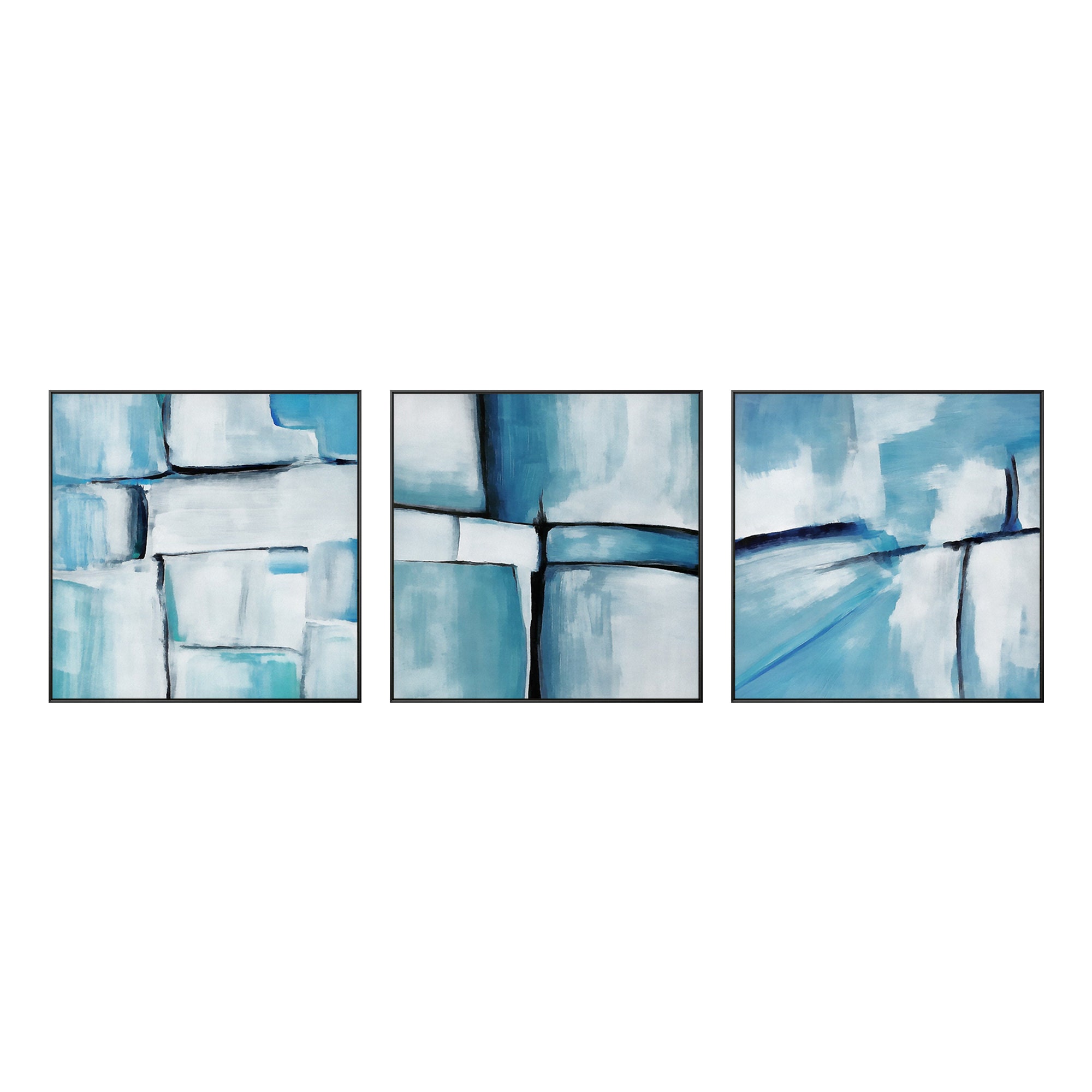 Set of 3 Light Blue Abstract Art Hand Painting Blue - Etsy