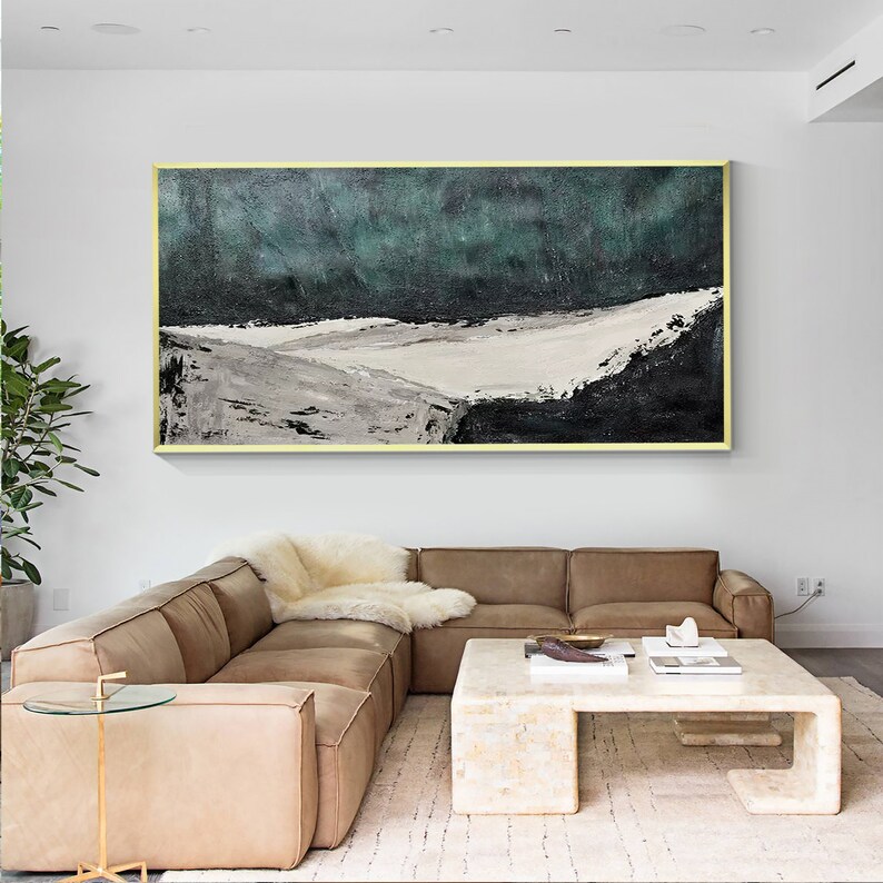 Horizontal Abstract Painting: Hand-painted Textured Wall Art, Framed - Etsy