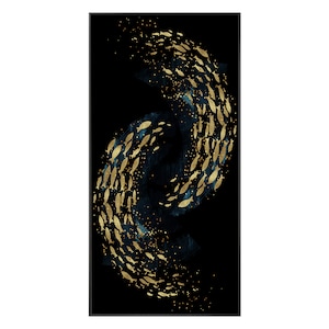 Gold Foil Fish Painting: Black Abstract Art, Framed Wall Decor - Etsy