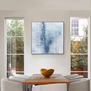 Blue Abstract Square Textured Art Blue Wall Decor Modern Oversized ...