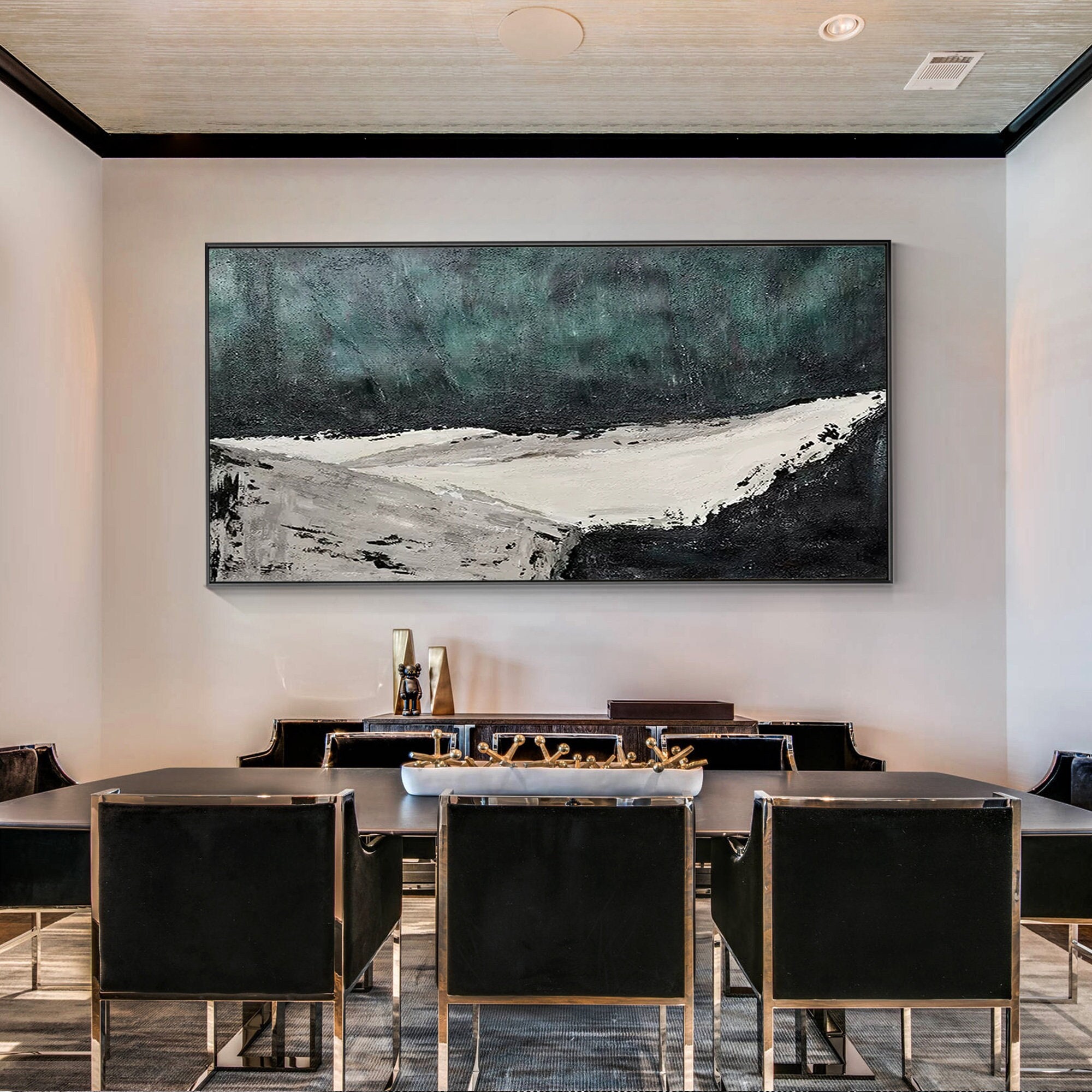 Horizontal Abstract Painting: Hand-painted Textured Wall Art, Framed - Etsy
