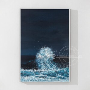 Sea Wave Painting 3D Textured Ocean Art Seascape Navy Riptide Abstract Seascape Wall Art ...