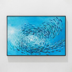 School of Fish Painting Swimming Fish Textured Abstract Art Underwater ...