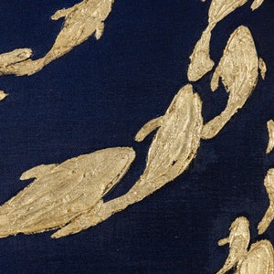 Horizontal Navy Blue Gold Fish Painting Abstract Art Original - Etsy