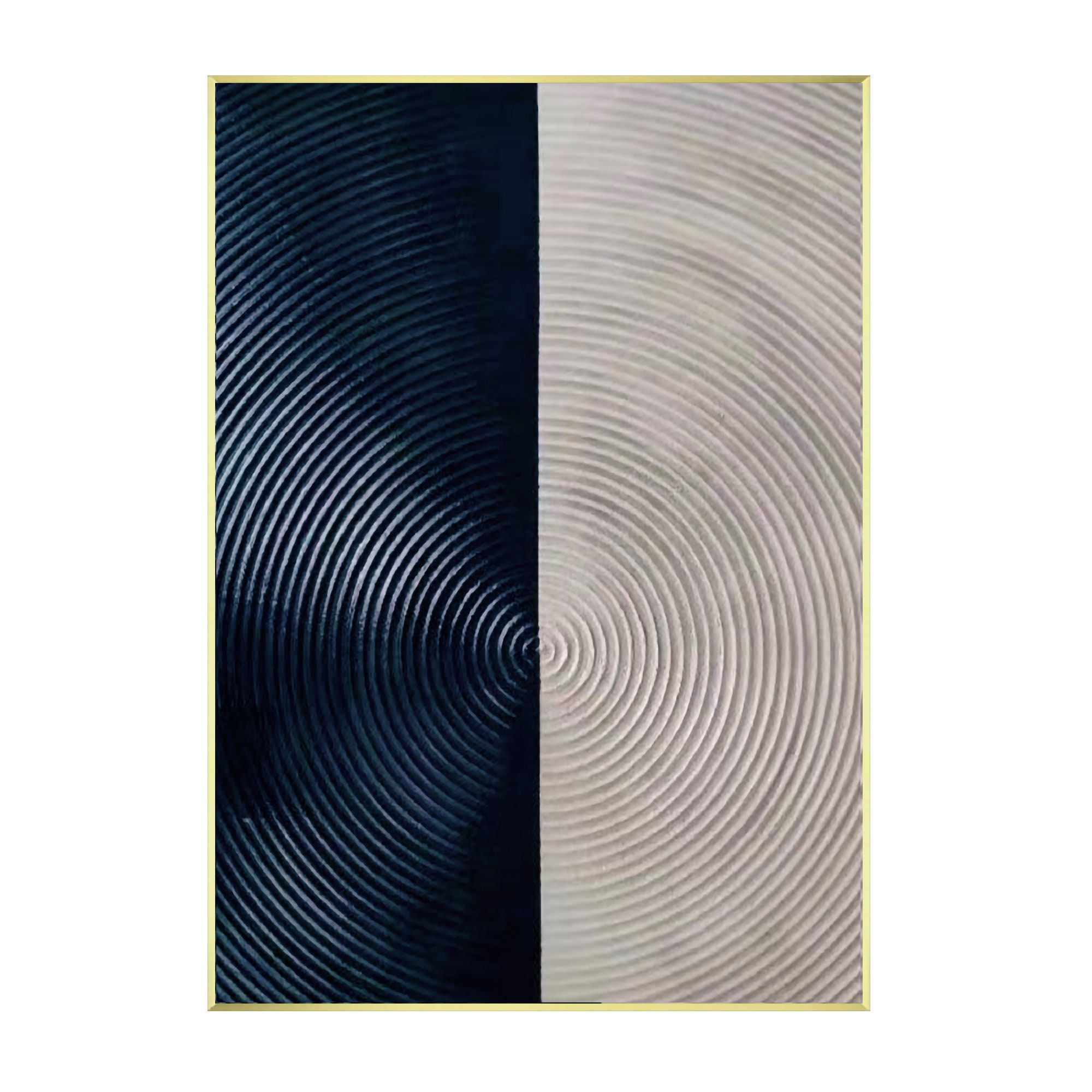 Navy Blue Gray Circle Painting Minimalist Abstract Rectangular - Etsy