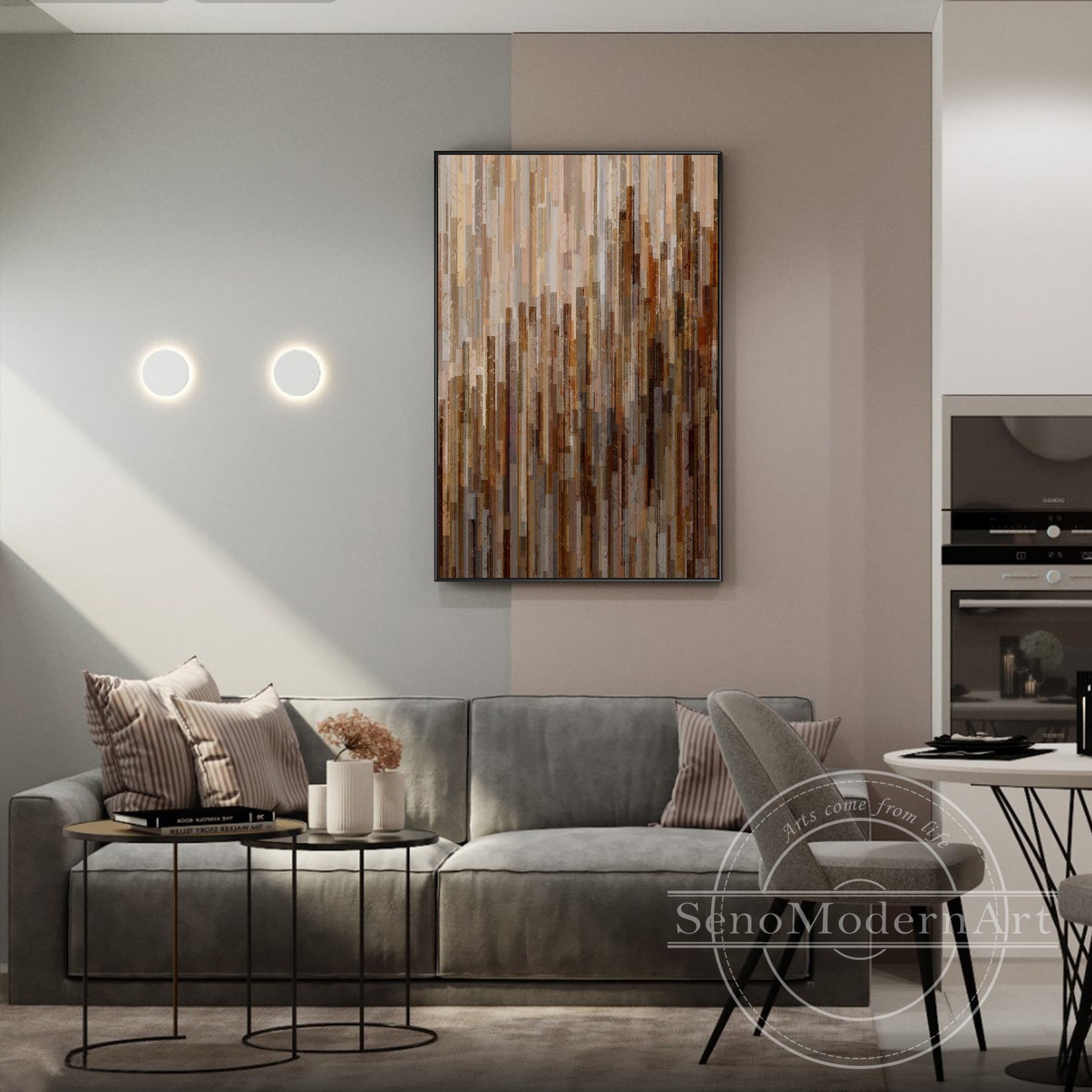 Frame Wall Art Modern Abstract Geometric Black Brown Grey | Etsy