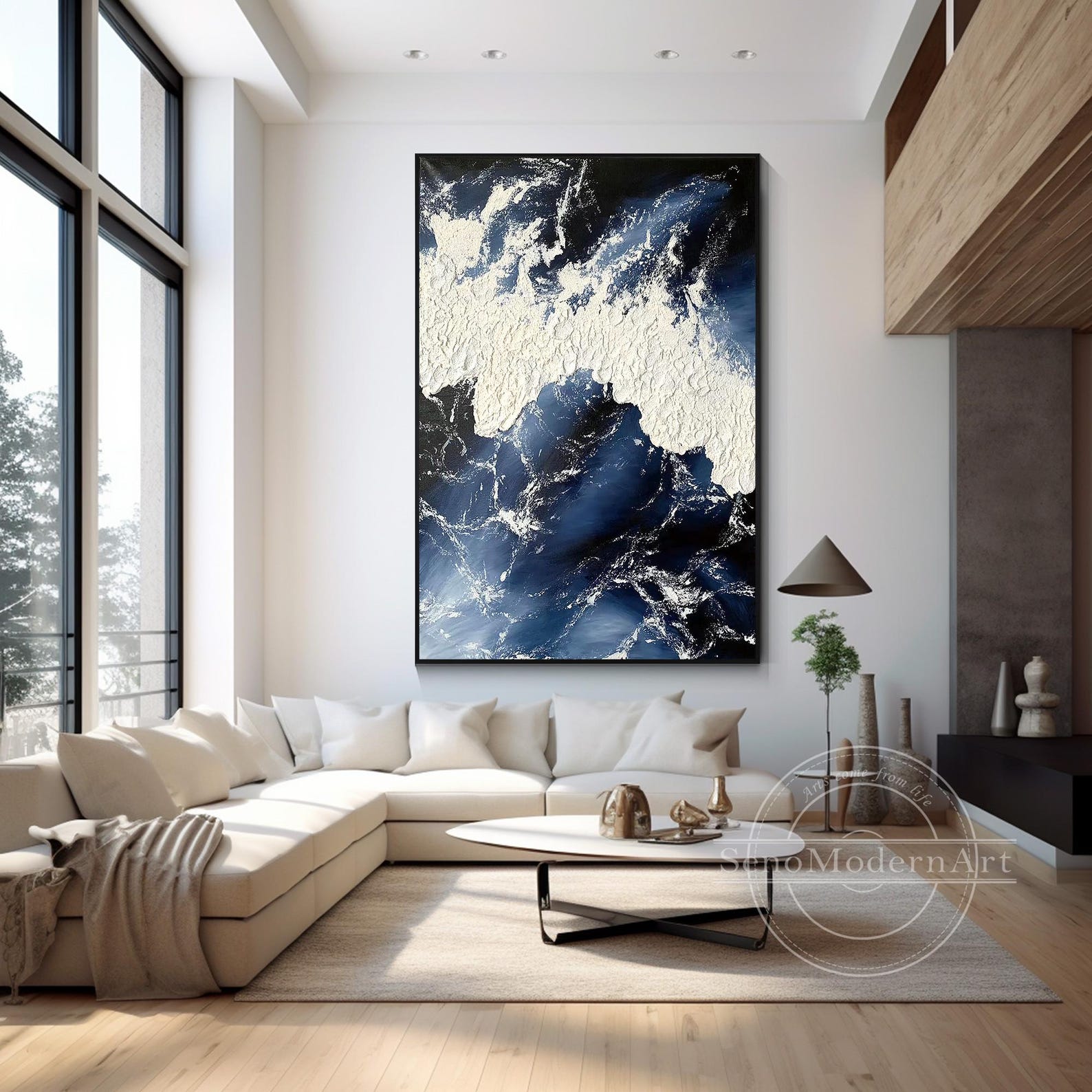 Textured Seascape Painting: 3D Ocean Wave Art, Framed Coastal Wall ...